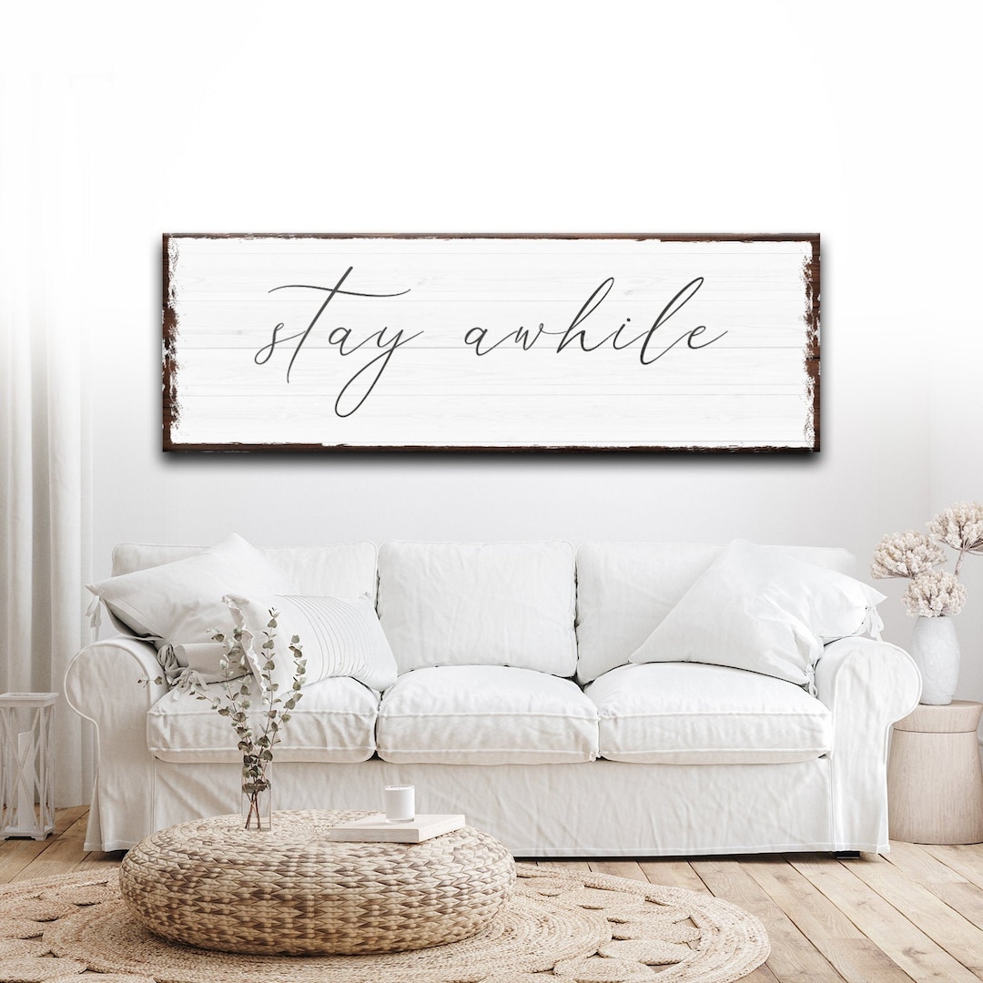 Stay Awhile Sign | Guest Room Sign | Guest Bedroom Wall Decor ...