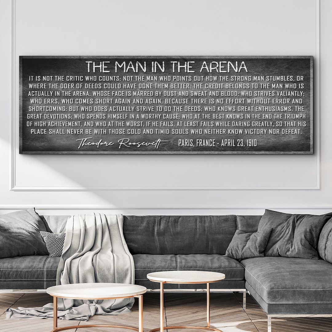 Man in the Arena Wall Art | Theodore Roosevelt Quote | Rustic Farmhouse ...