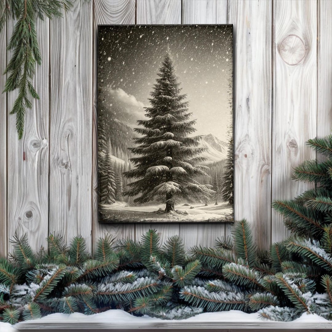 Vintage Christmas Tree Wall Sign | Rustic Christmas Tree Decor | Winter ...