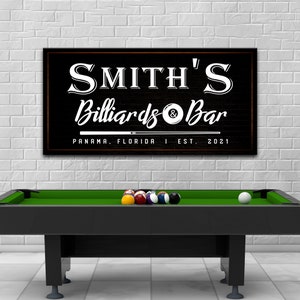 Billiards Sign | Billiards Gifts Pool Table Sign | Bar Pool Room Decor ...