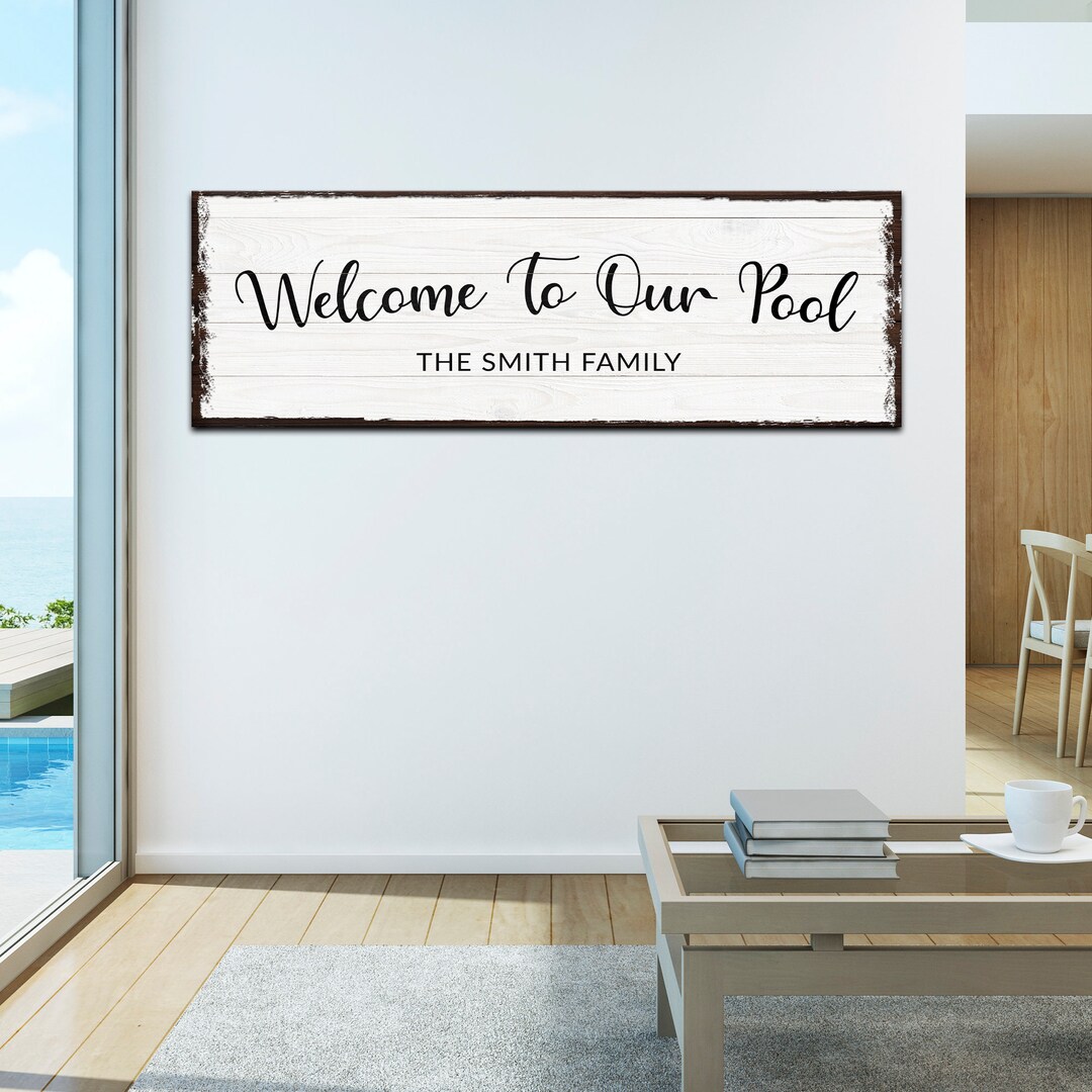 Welcome to Our Pool Sign | Personalized Pool Signs | Beach House Wall ...