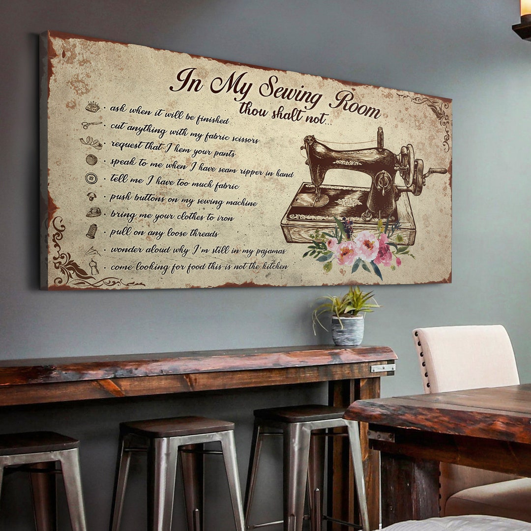 Sewing Room Decor | Sewing Room Sign Antique Look | Rustic Sewing Decor ...