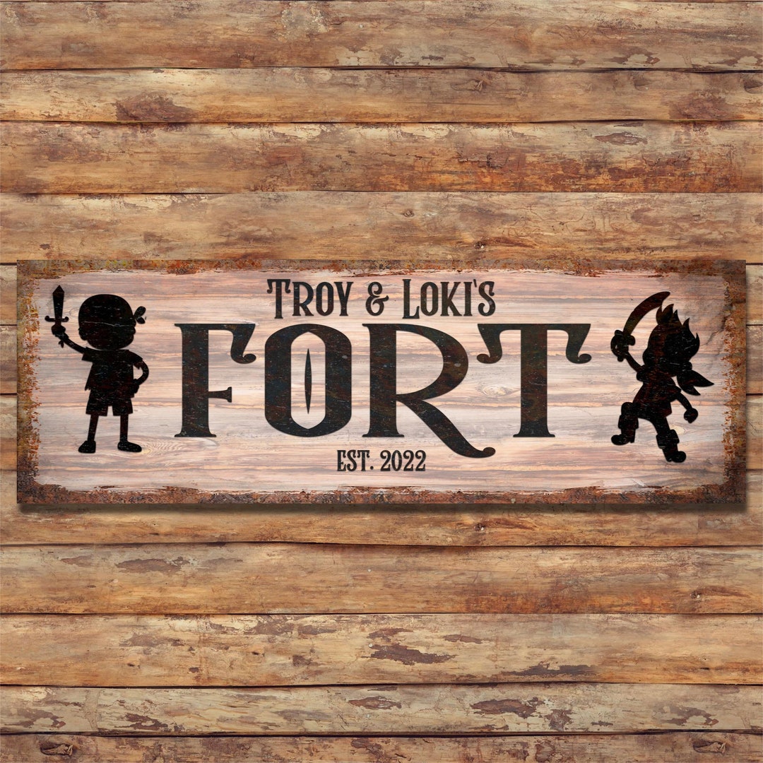 Fort Sign Playroom Sign Nursery Wall Decor Pirate Sign Kids Name Wall ...