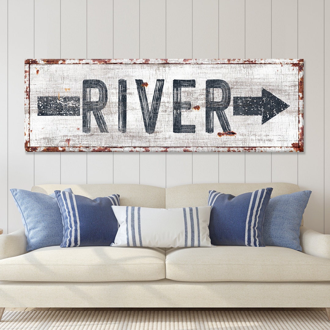 River Decor | Arrow Sign | River Arrow Sign | Rustic River House Wall ...