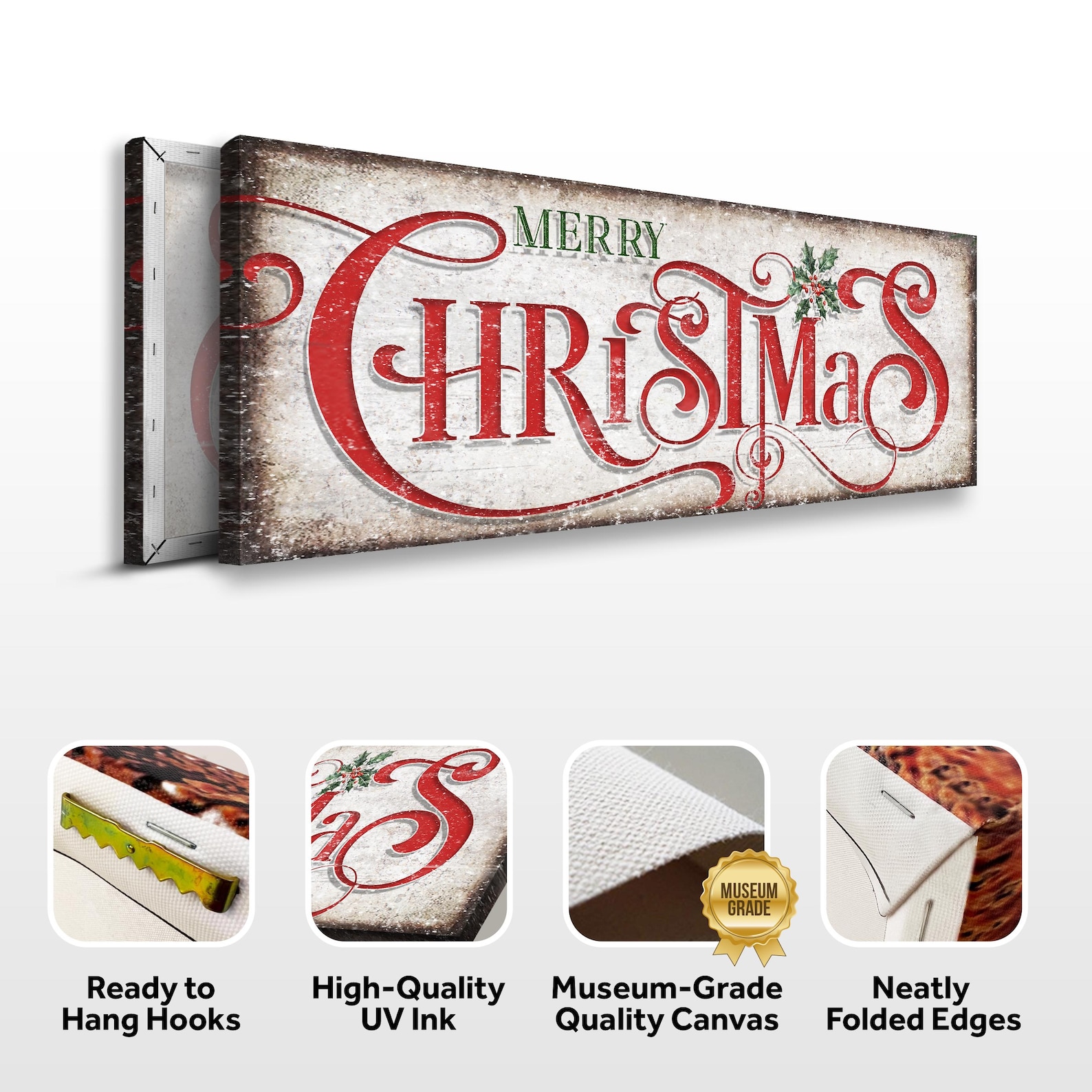 Vintage Christmas Wall Sign | Farmhouse Holiday Wall Art | Merry ...