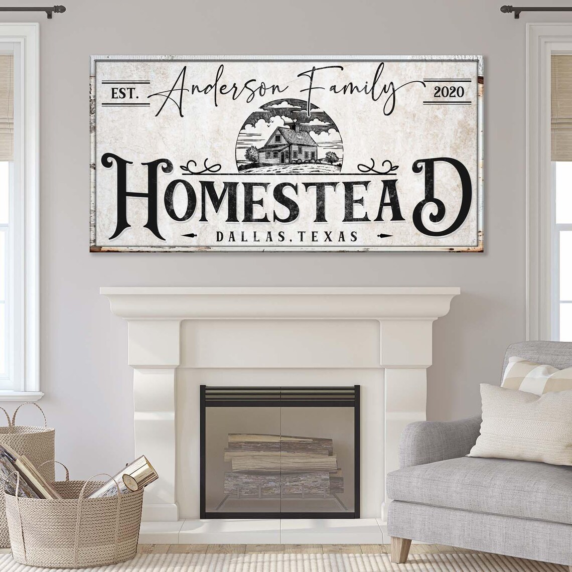 Personalized Homestead Sign | Rustic Farmhouse Canvas Sign | Family ...