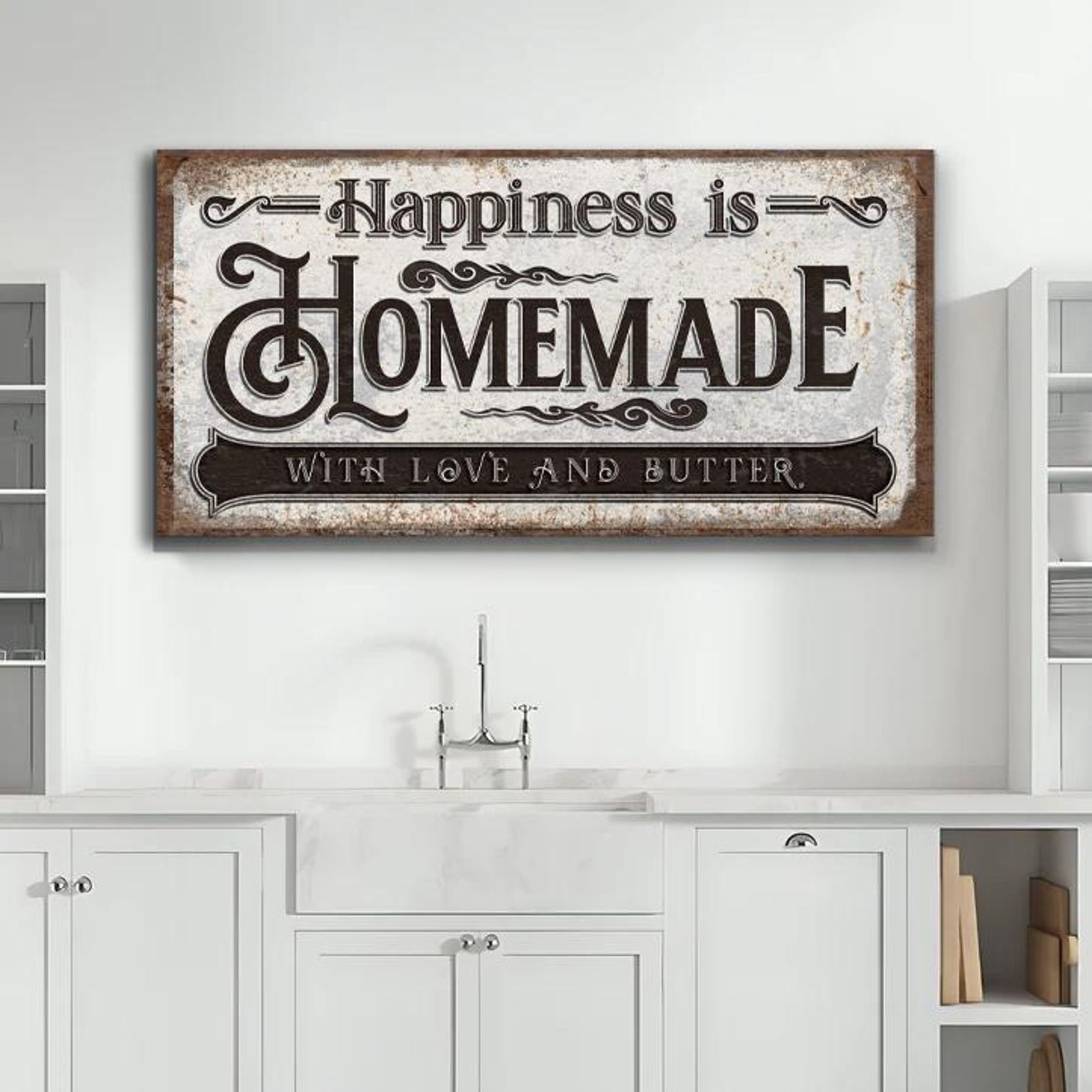 Happiness is Homemade Sign | Farmhouse Kitchen Decor | Happiness Signs ...