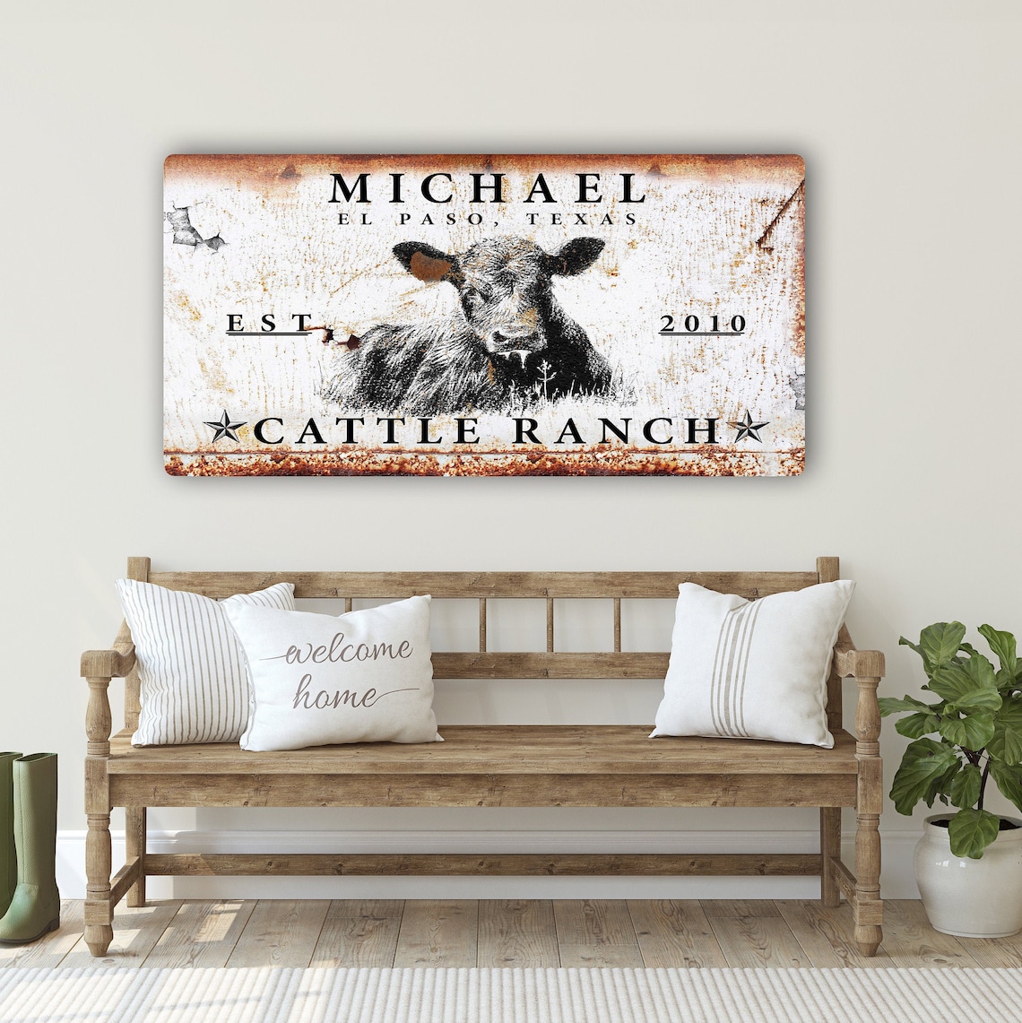 Rustic Cattle Ranch Sign Established Personalized Farmhouse - Etsy