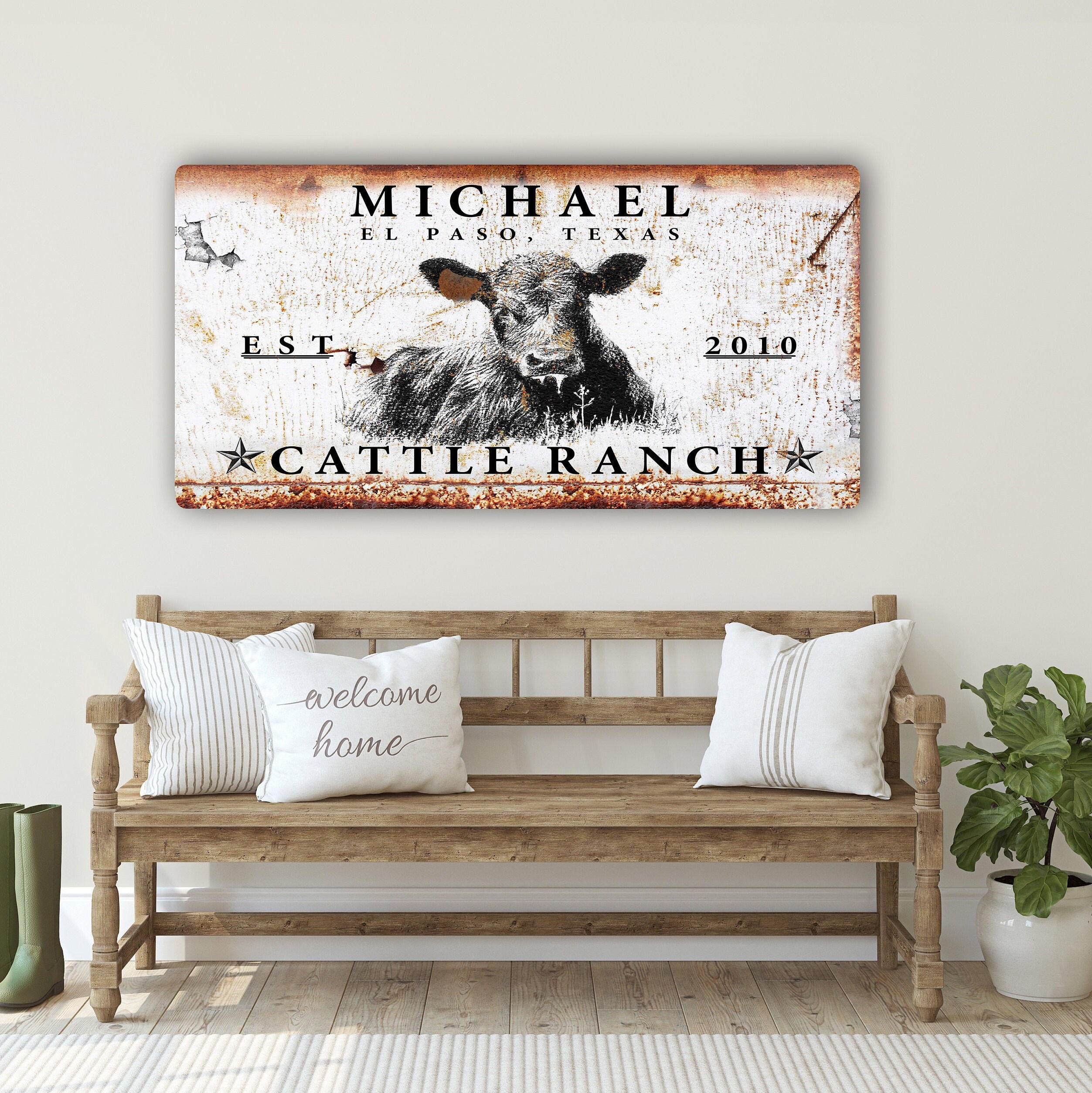 Rustic Cattle Ranch Sign Established Personalized Farmhouse | Etsy