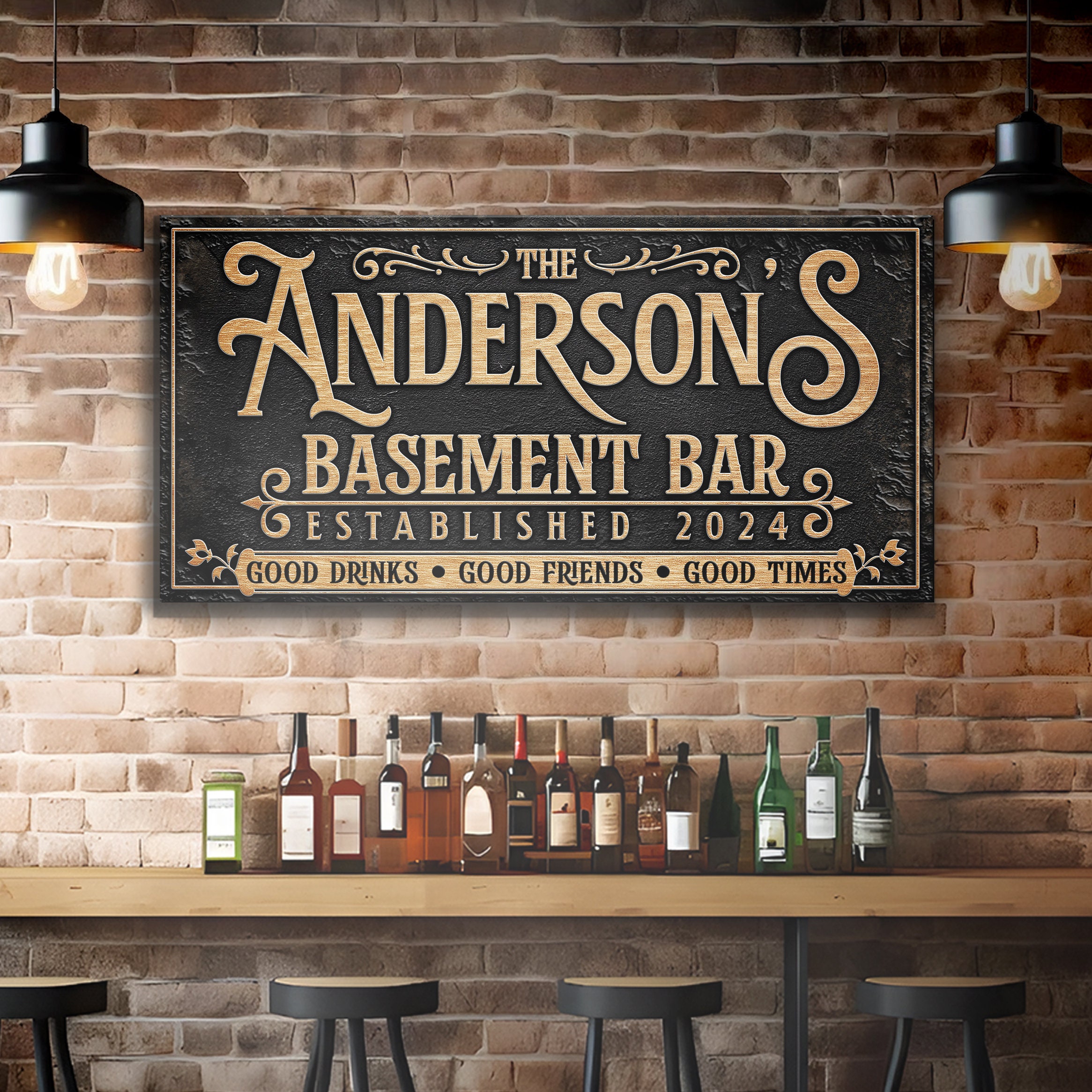 Basement Bar Sign | Custom Bar Sign | Home Canvas Bar Wall Decor ...