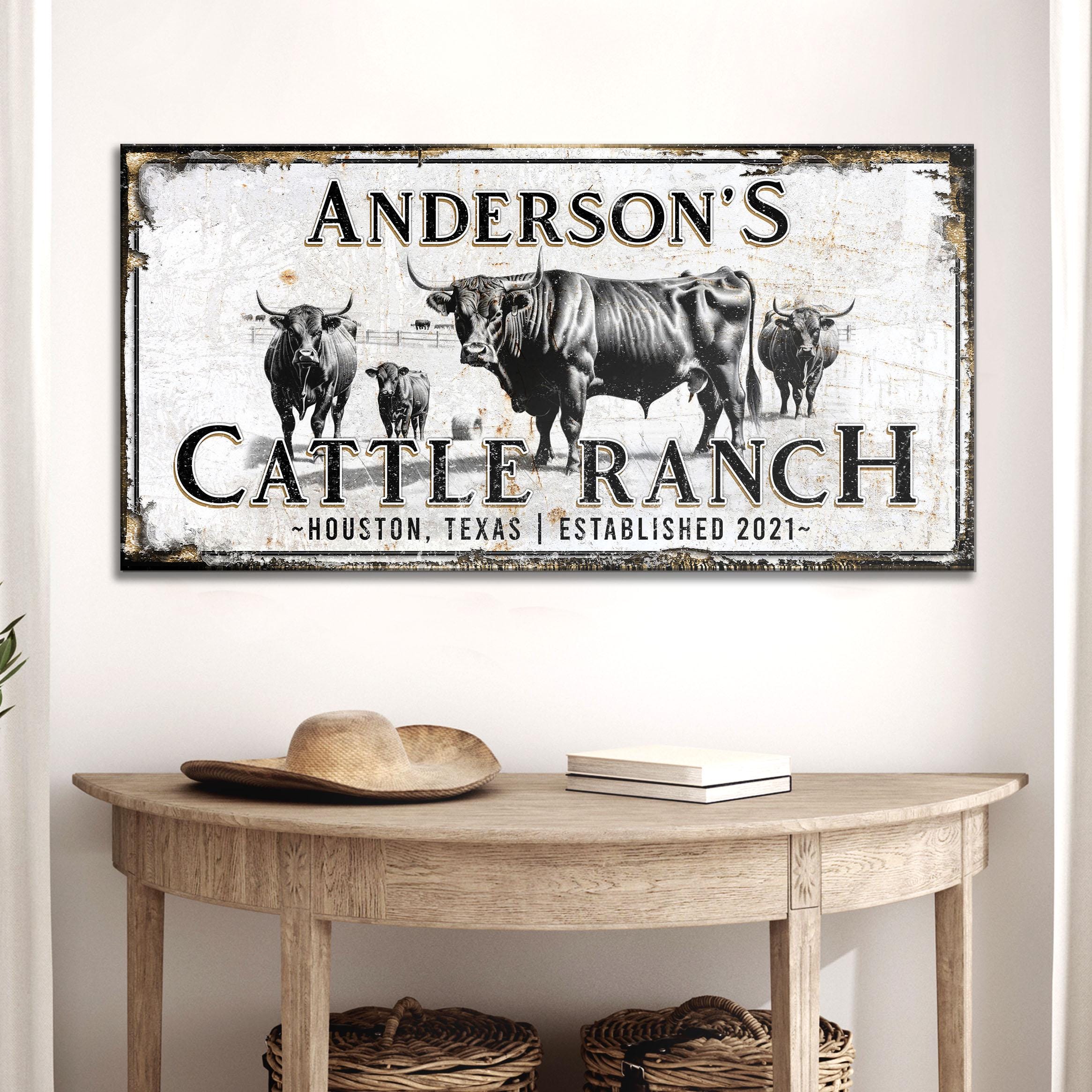 Farmhouse Cattle Ranch Sign | Cattle Ranch Sign Canvas Wall Art ...