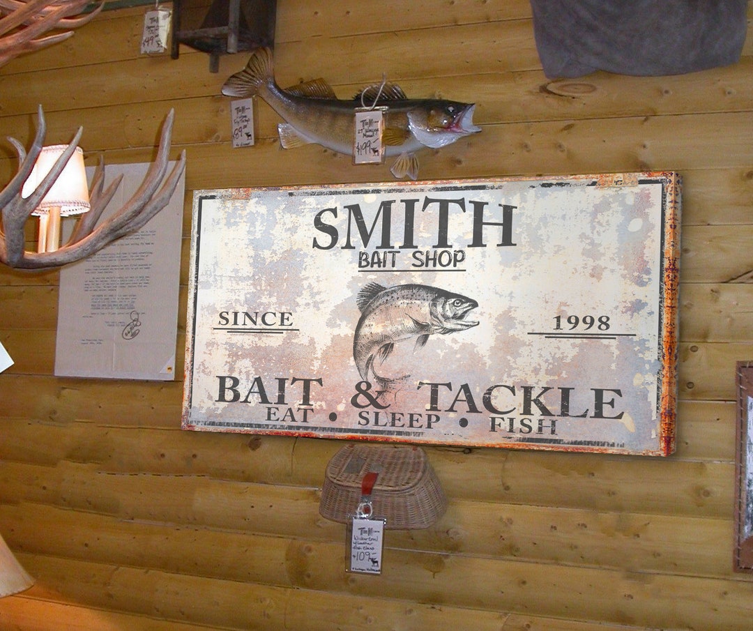 Bait and Tackle Sign | Personalized Bait Shop Sign Wall Decor | Custom ...