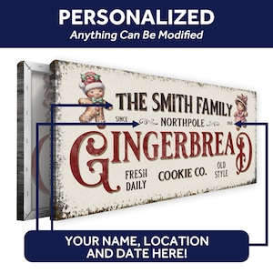 Family Gingerbread Bakery Christmas Sign | Christmas Bakery Sign Decor ...