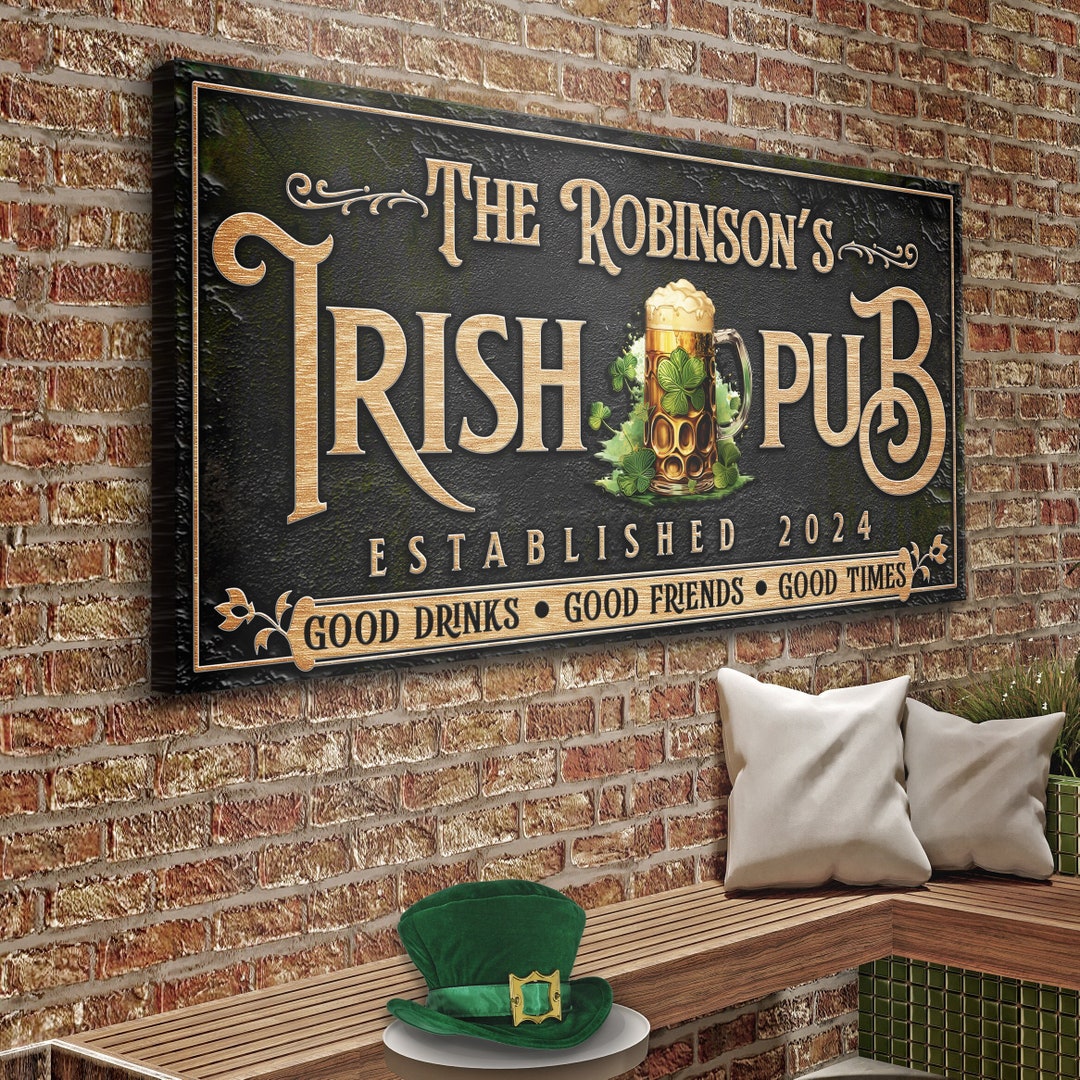 Irish Pub Sign | Man Cave Wall Art Gift | Personalized Irish Pub Sign ...