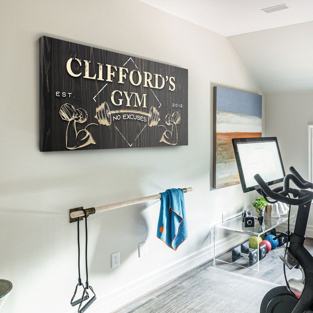 Gym Sign | Home Gym Sign | No Excuses Gym Artwork | Personalized Canvas ...