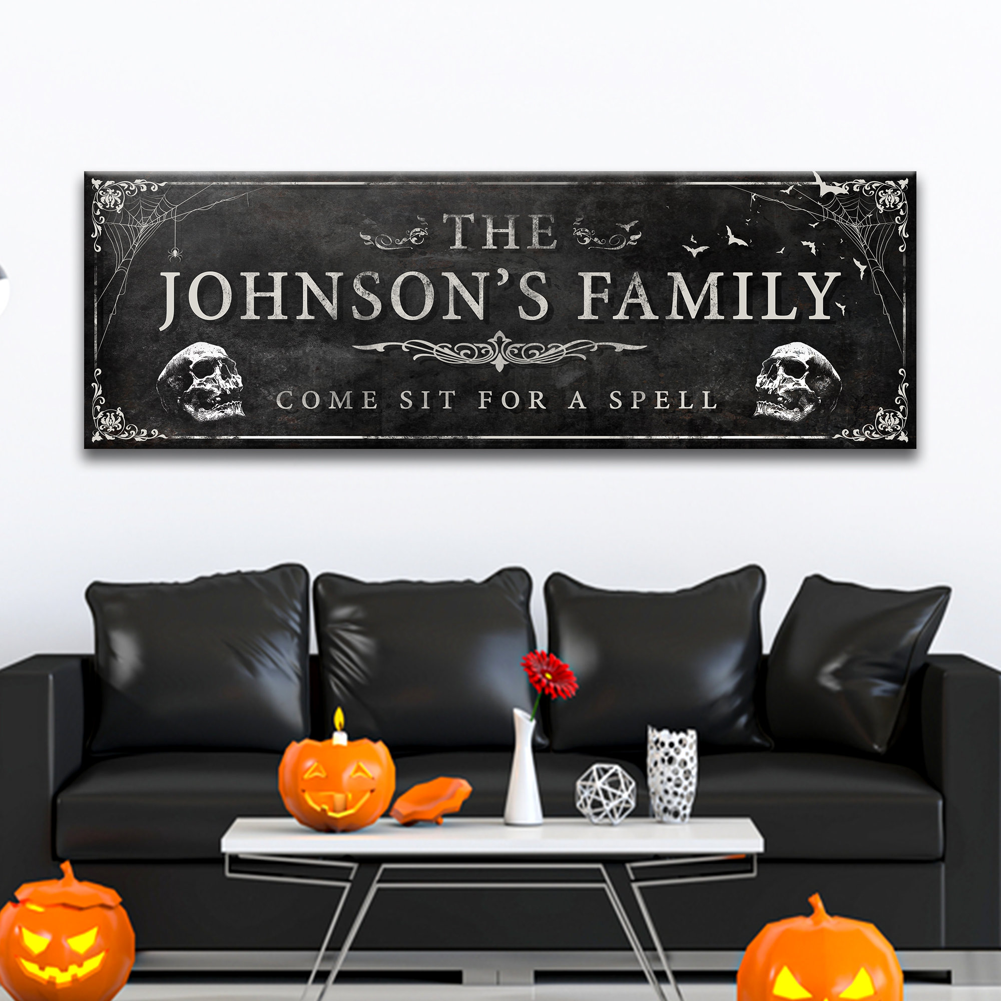 Family Last Name Sign Custom Halloween Family Name Sign Gothic - Etsy