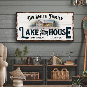 Lake House Wall Decor | Personalized Lake Sign | Lake House Wall Art ...