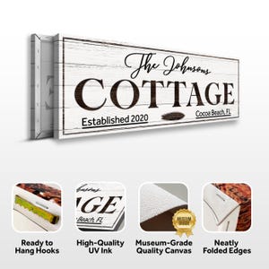 Personalized Cottage Sign Wall Art | Custom Beach House Sign Canvas ...