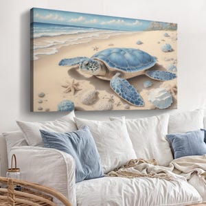 Sea Turtle Canvas Wall Art | Coastal Beach Decor | Ocean-inspired ...