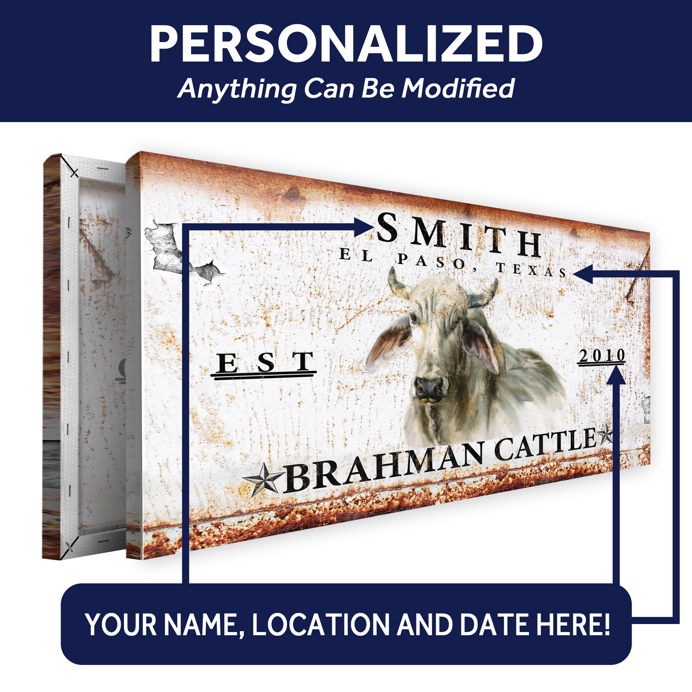 Brahman Cattle Sign | Brahman Cow Cattle Ranch Sign | Cattle Picture ...
