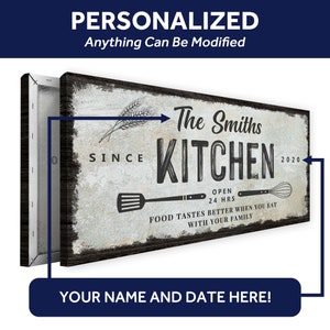 Farmhouse Kitchen Sign | Personalized Kitchen Wall Decor | Kitchen Room ...