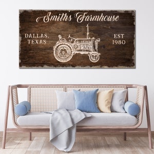 Farmhouse Sign | Personalized Tractor Sign | Family Name Sign Custom ...