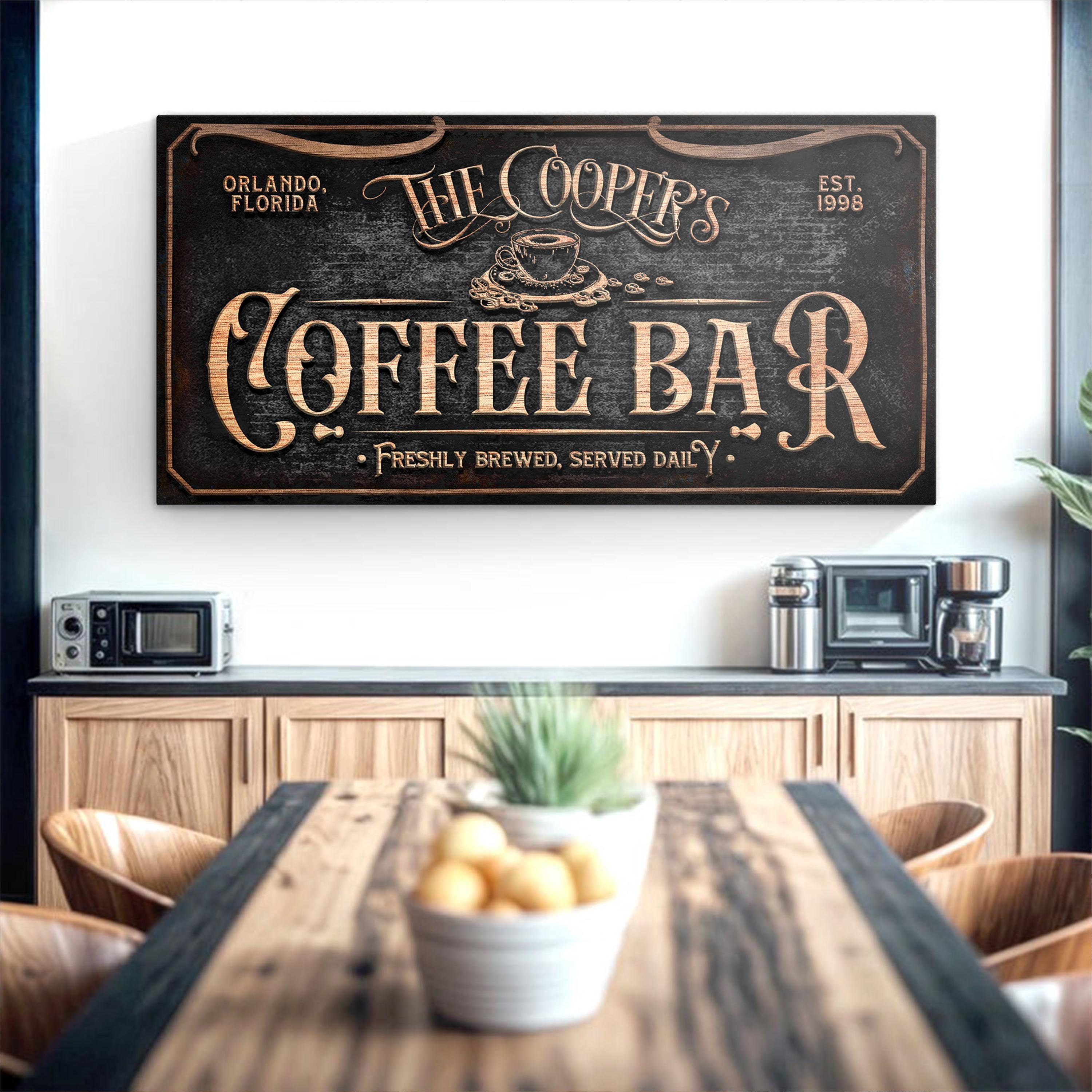 Vintage Coffee Bar Sign | Kitchen Coffee Sign Canvas | Coffee Bar Wall ...