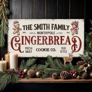 Family Gingerbread Bakery Christmas Sign | Christmas Bakery Sign Decor ...