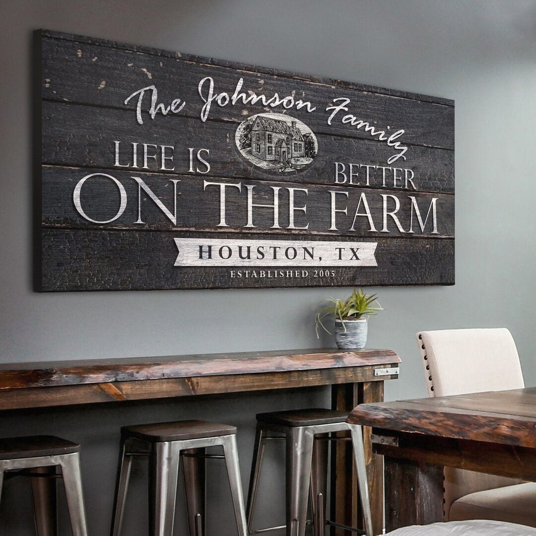 Farmhouse Sign | Life is Better on the Farm Wall Art | Custom Family ...
