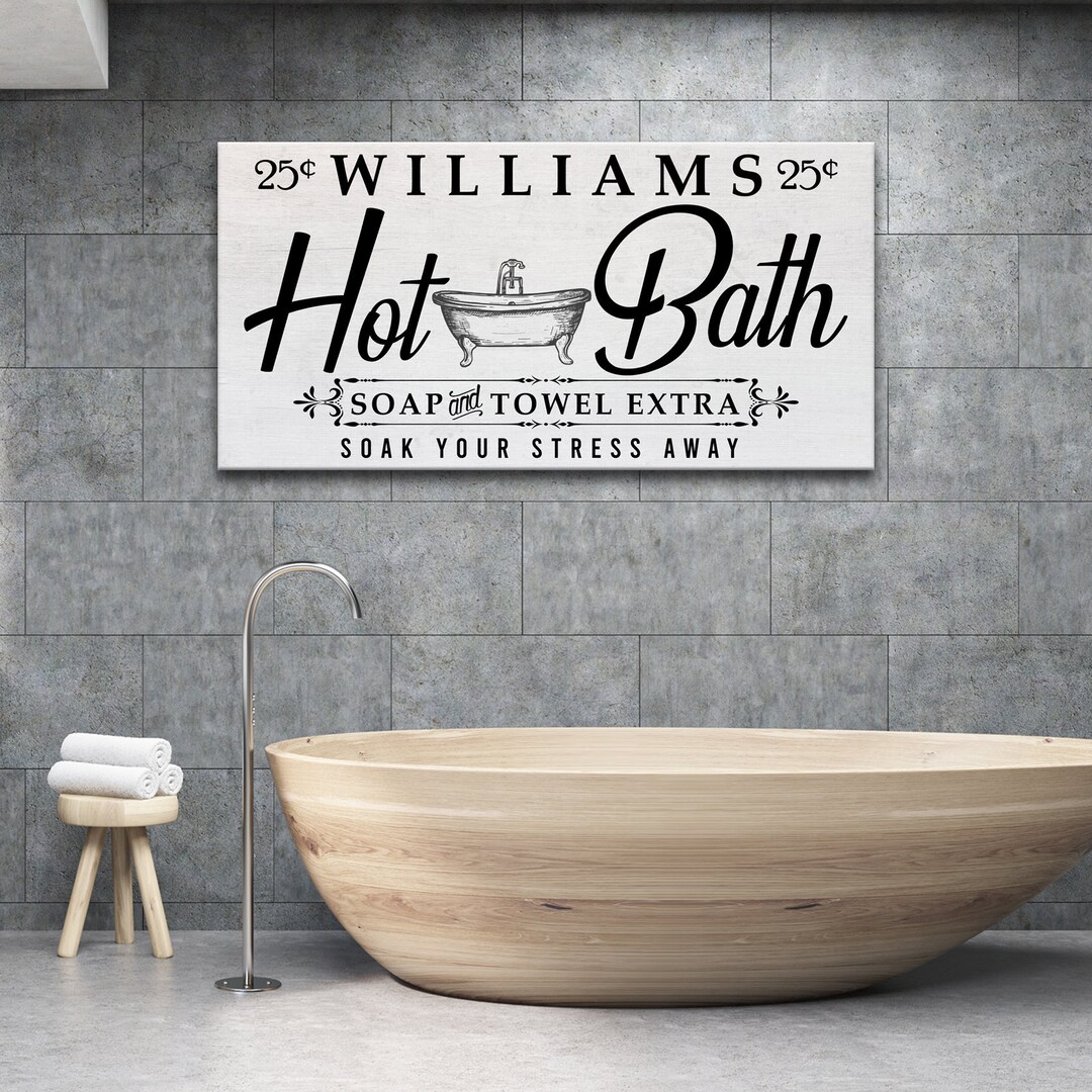 Bathroom Art Restroom Sign | Bathroom Signs | Personalized Sign Bathtub ...