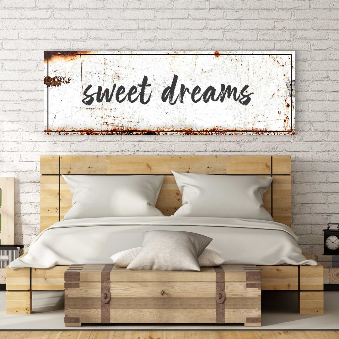Bedroom Wall Decor Sign | Bedroom Sign Sweet Dreams Sign Over Bed ...