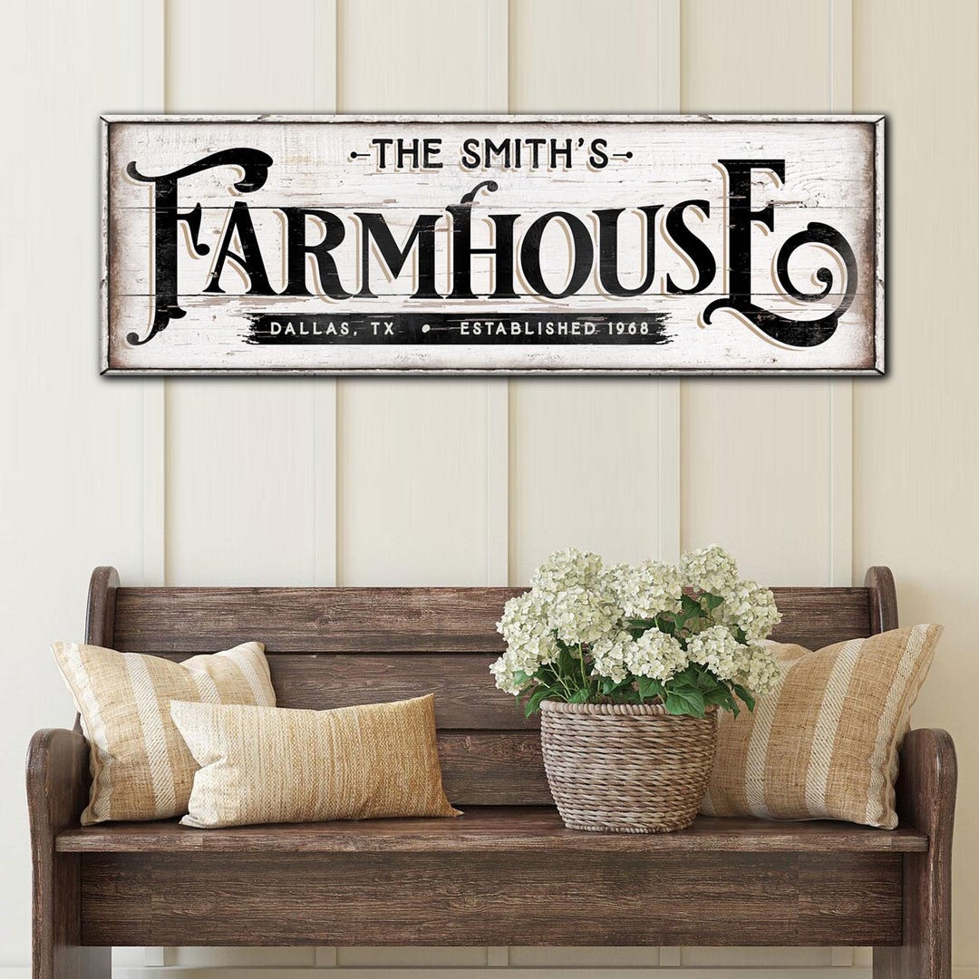 Personalized Farmhouse Sign | Rustic Farmhouse Wall Art | Name Canvas ...