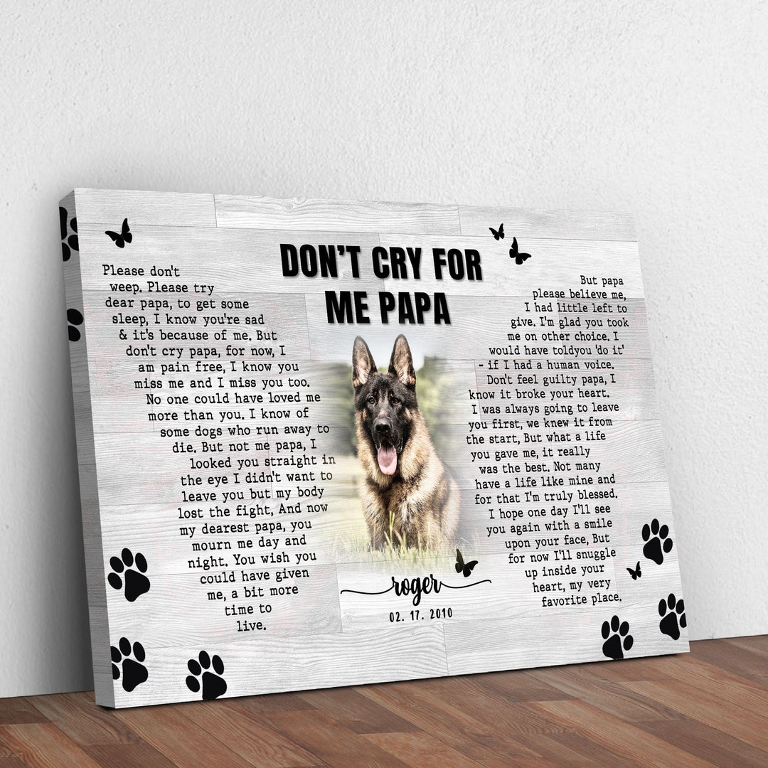 Dog Memorial Gift Wall Decor | Dont Cry Sweet Mama Pet Portrait Wall ...