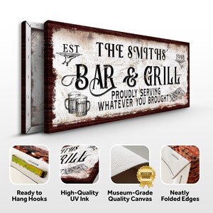 Bar Grill Sign | Rustic Bar Decor Wall Art | BBQ Sign Wall Decor Custom ...