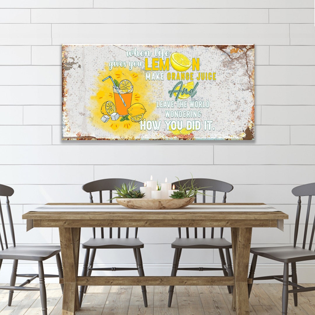 Rustic Lemon Kitchen Sign | Kitchen Quotes Wall Art, Kitchel Wall ...