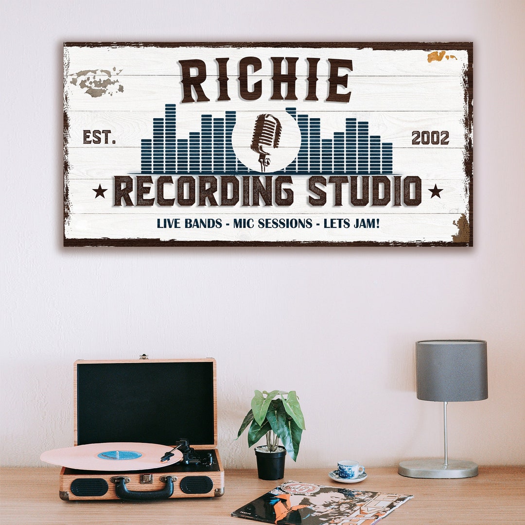 Recording Studio | Personalized Recording Room Signs Wall Art | Vintage ...