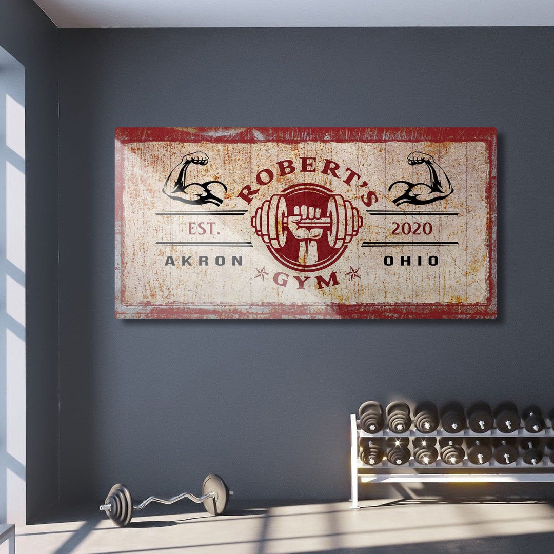 Gym Banner | Home Gym Sign | Custom Gym Sign | Workout Room Wall Art ...