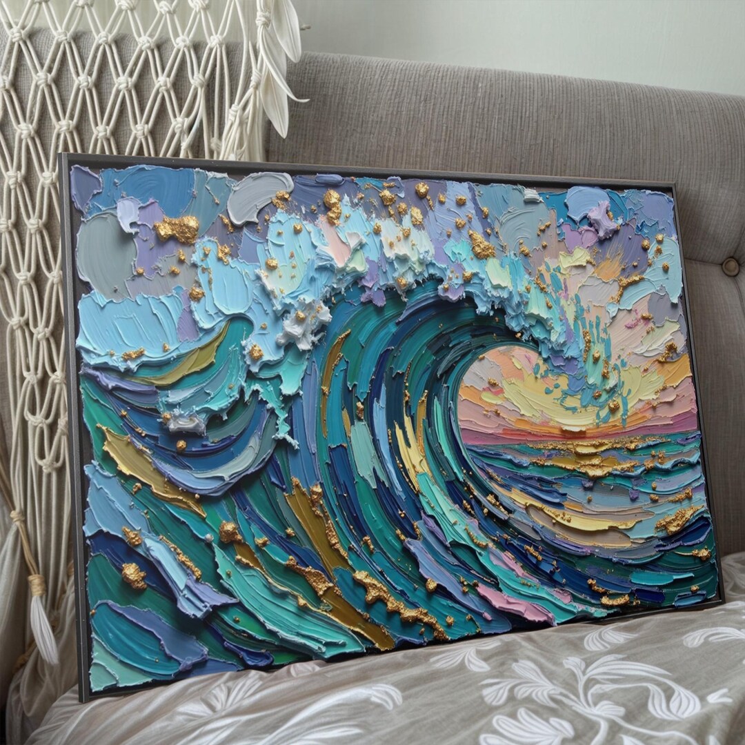 Ocean Waves Impasto Wall Art | Ocean Wave Canvas Art | Coastal Wall Art ...