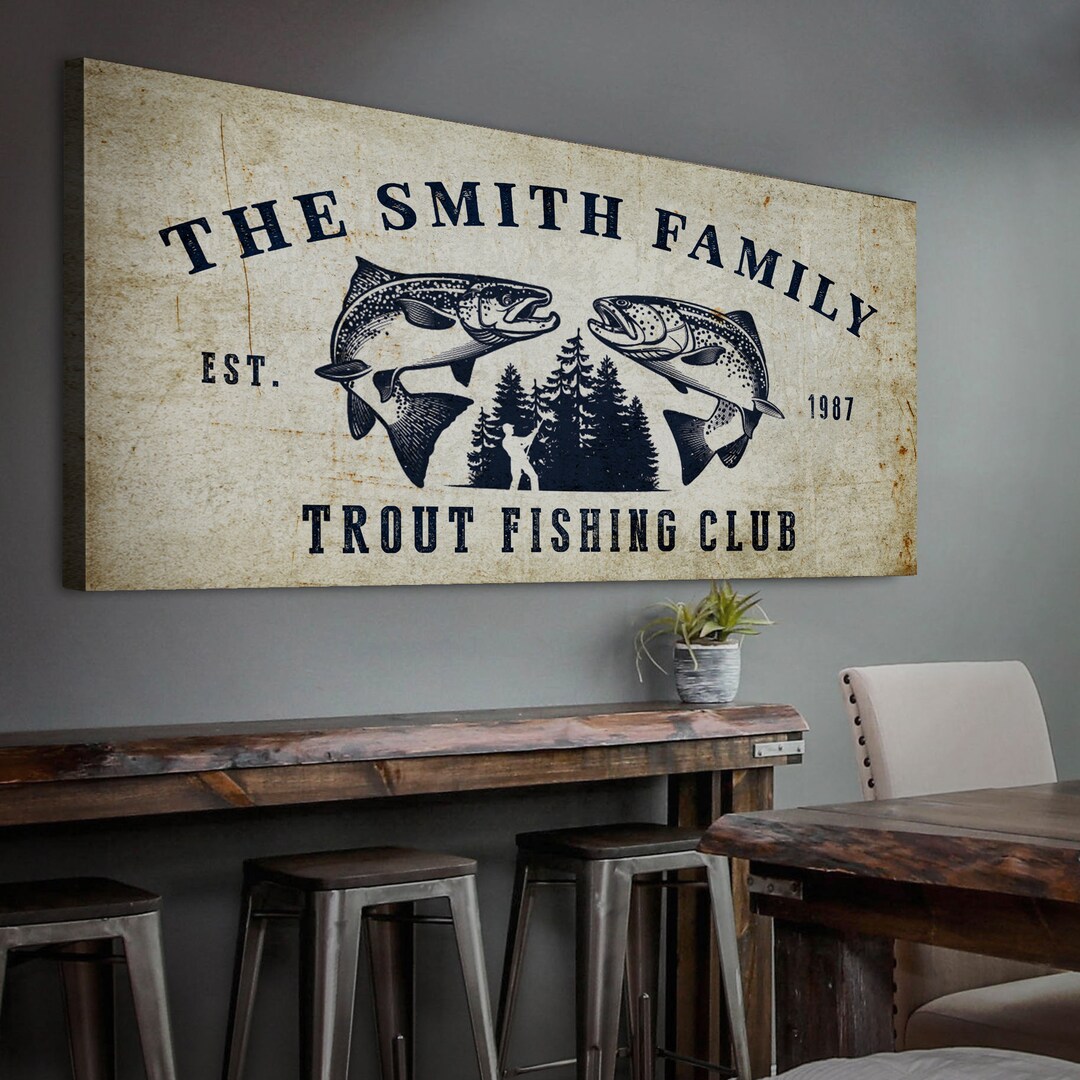 Fishing Gifts for Men | Custom Family Fishing Sign Wall Decor ...
