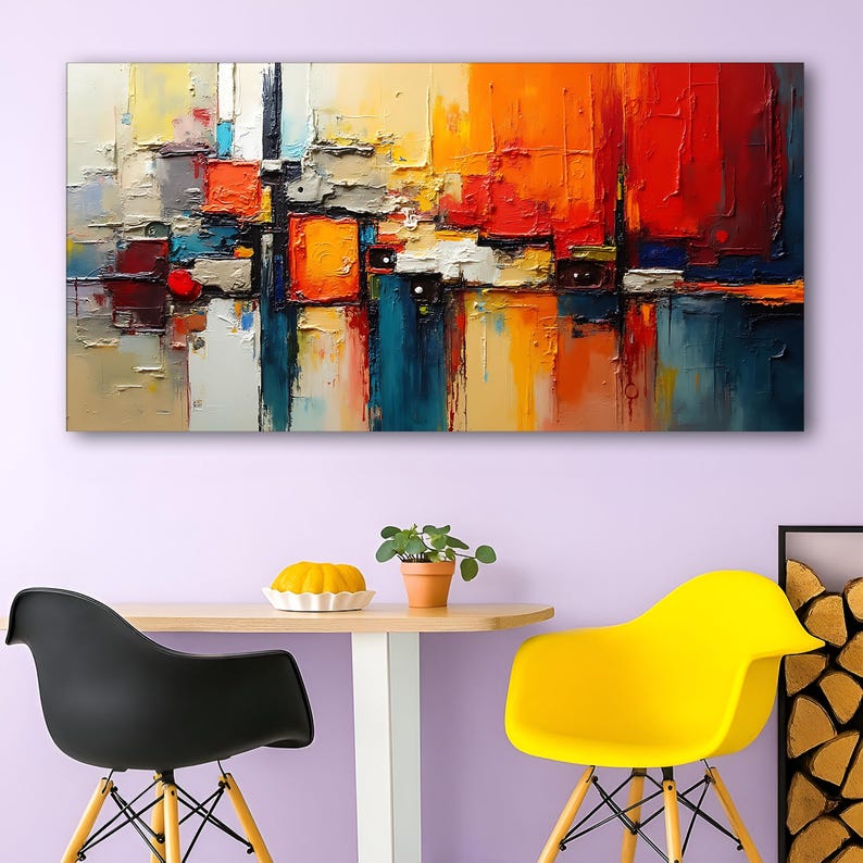 Colorful Abstract Wall Art | Modern Geometric Painting | Large Wall ...