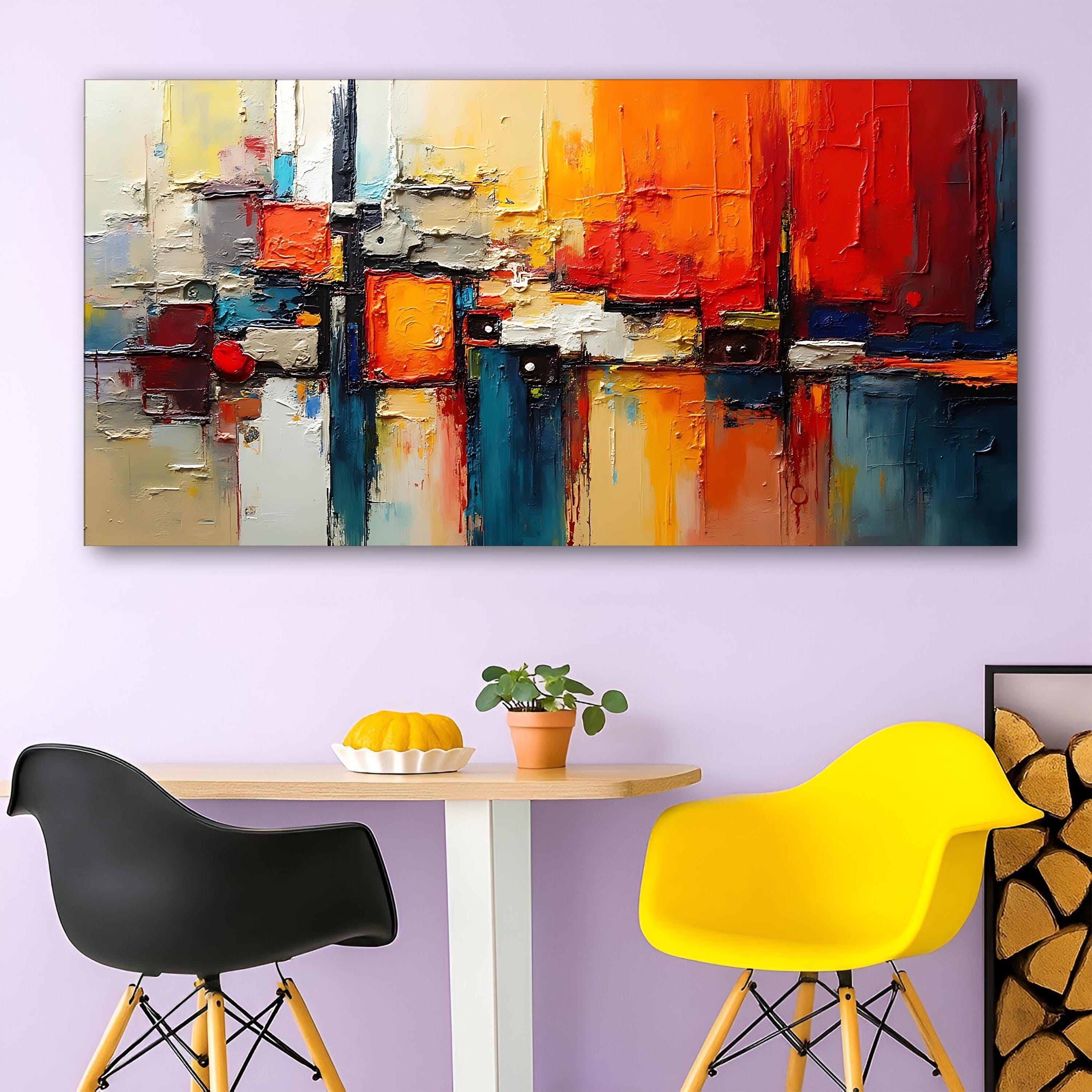 Colorful Abstract Wall Art | Modern Geometric Painting | Large Wall ...