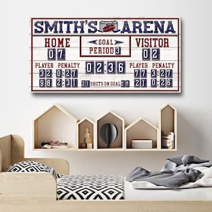 Hockey Scoreboard Sign | Game Room Wall Decor | Custom Hockey ...