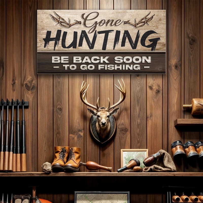 Gone Fishing Hunting Sign - Etsy