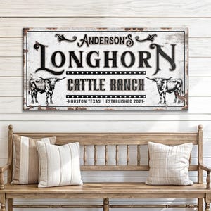 Longhorn Cattle Sign | Farmhouse Cattle Sign Decor | Cattle Ranch Wall ...