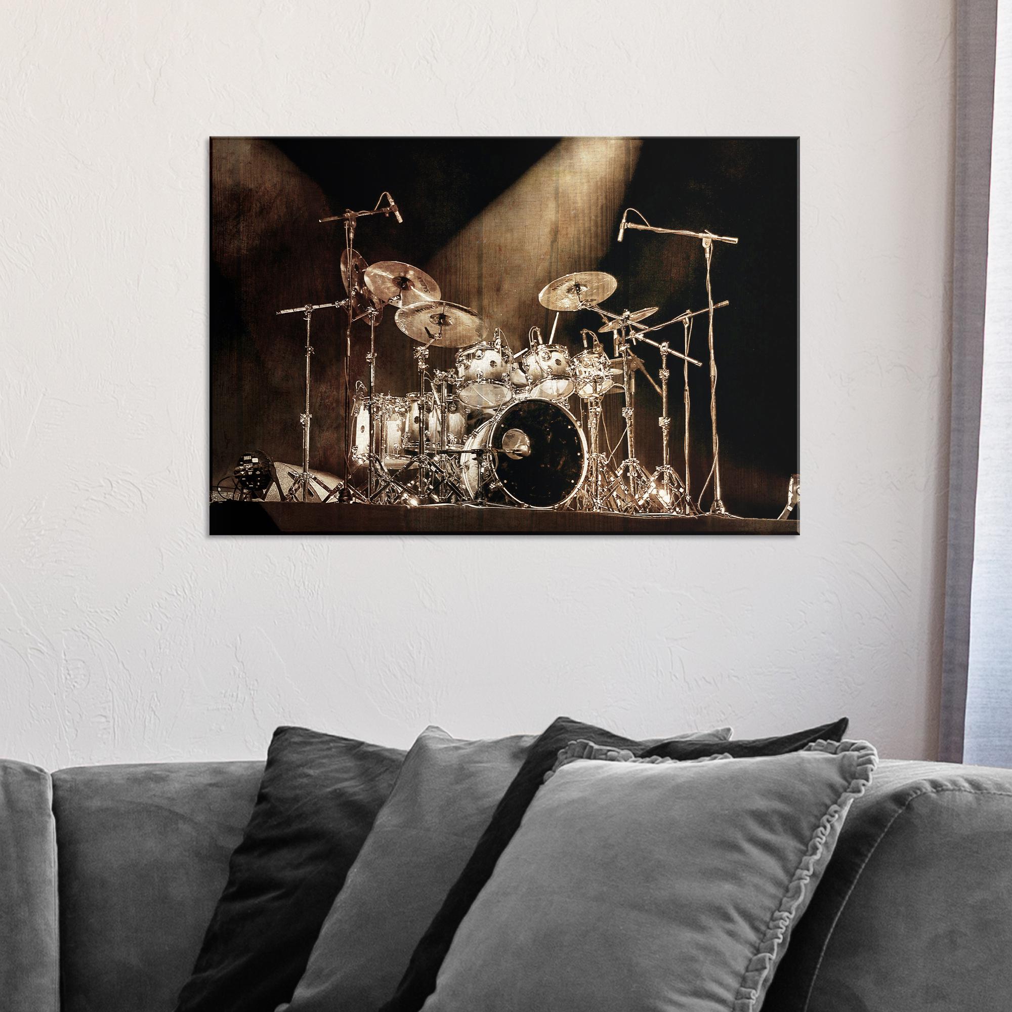 Drums Rustic Canvas Wall Art | Drum Set Wall Art Canvas | Music Studio ...