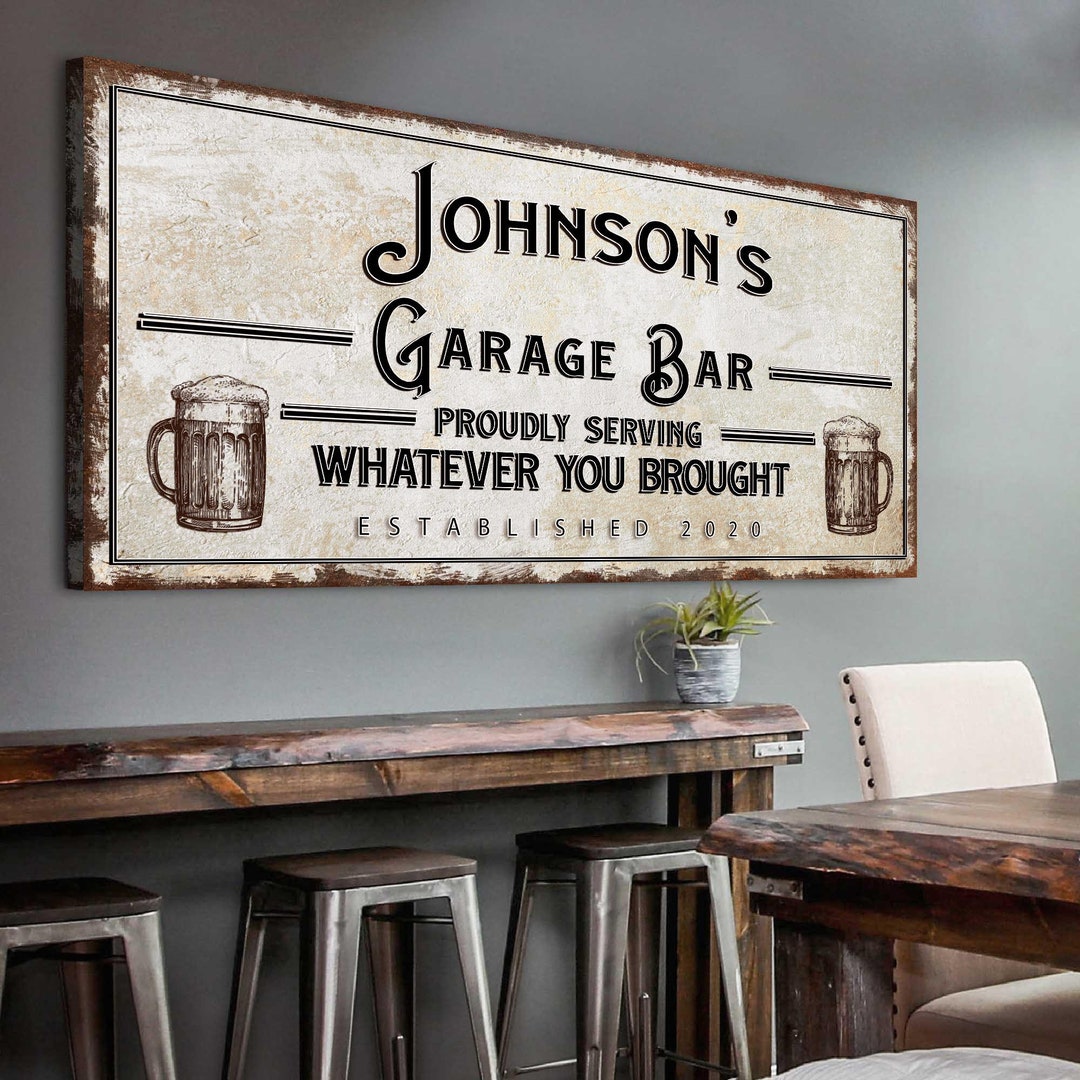 Garage Bar Sign Basement Bar Sign Wall Art Décor Personalized Bar Sign ...