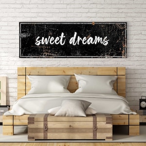 Bedroom Wall Decor Sign | Bedroom Sign Sweet Dreams Sign Over Bed ...