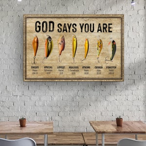 Fishing Sign | God Says You Are Fishing Lure Print | Christian Wall Art ...