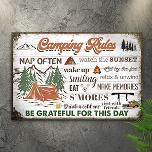 Camping Signs | Camping Rules Signs | Vintage Camper Rules| Camper Wall ...