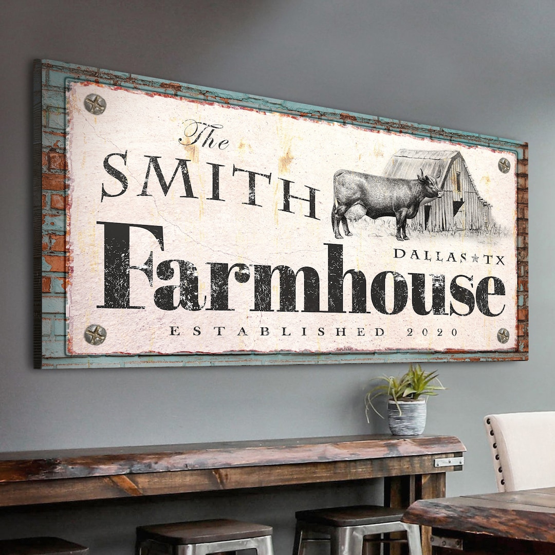 Farmhouse Sign | Homestead Sign | Family Name Sign Custom Canvas | Farm ...
